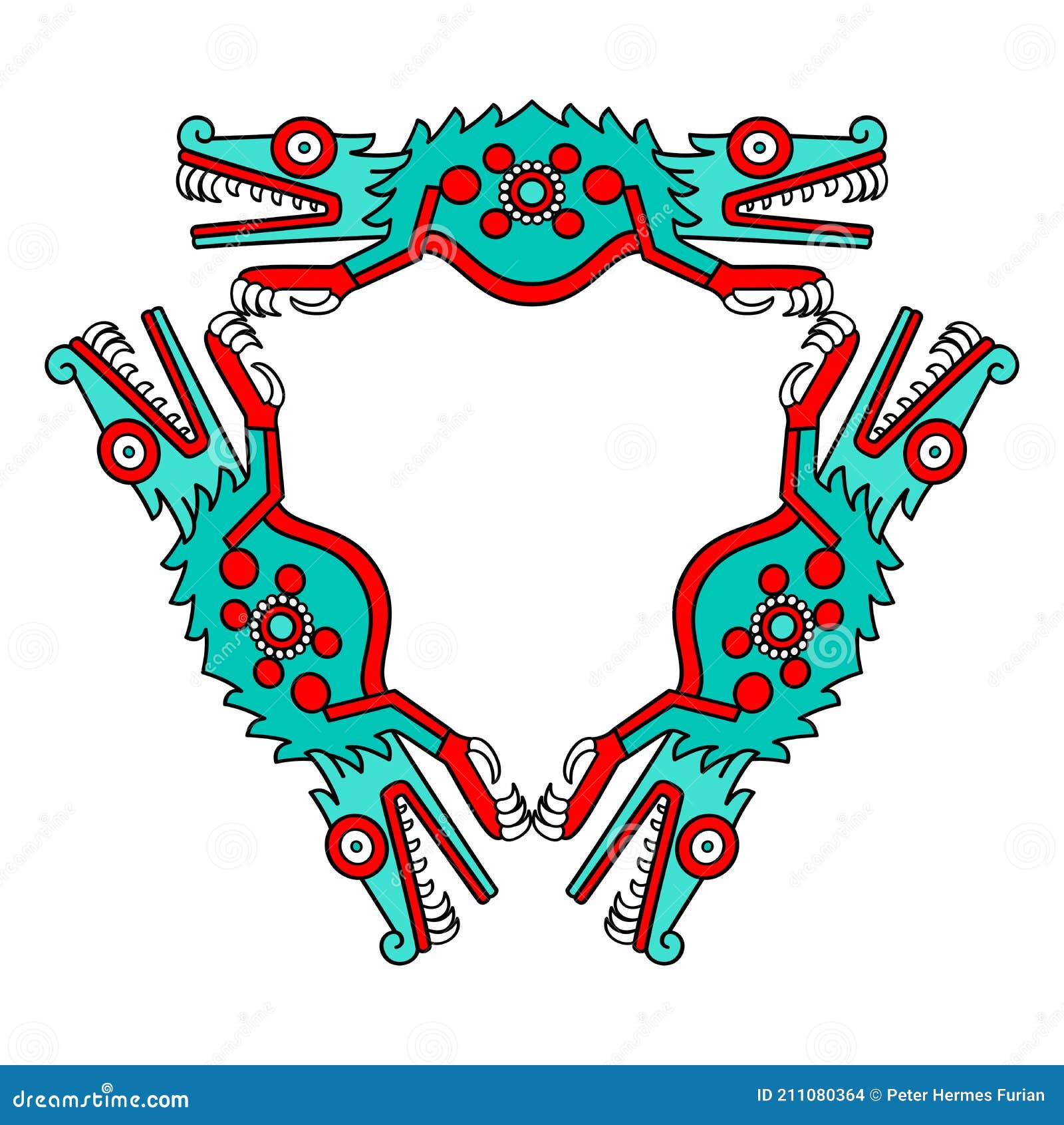 Aztec Crocodile Symbol, Cipactli, Black And White Illustration Cartoon ...