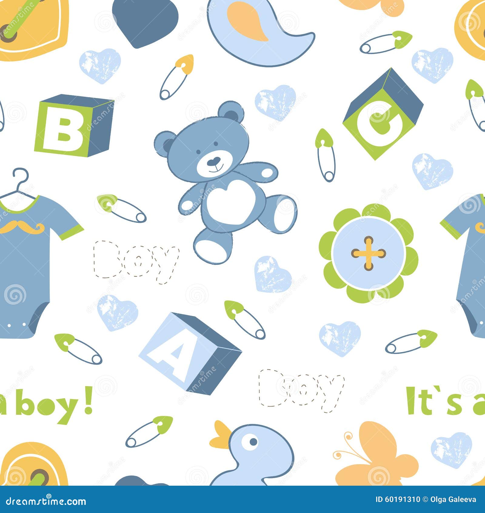 Colorful Baby Boy Seamless Pattern Stock Vector - Illustration of ...