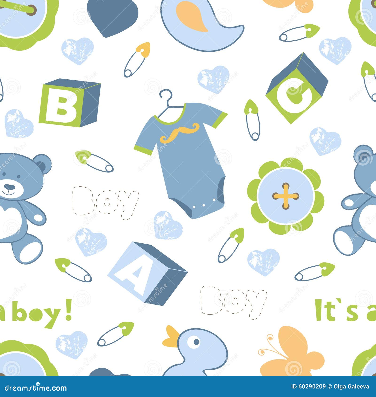 Colorful Baby Boy Seamless Pattern Stock Vector - Illustration of ...