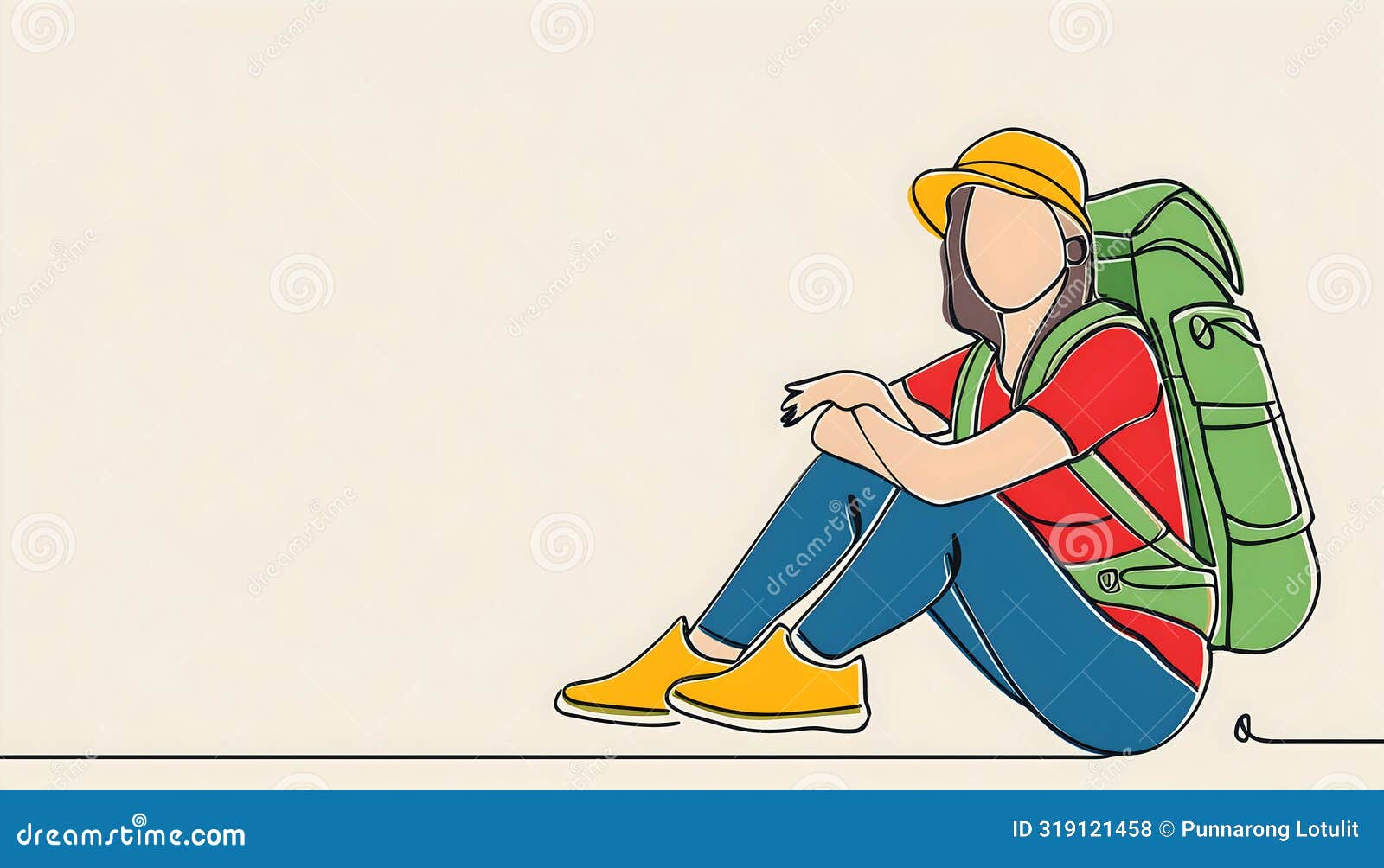 Colorful Back Packer with Continuous One Line Style, Generative AI ...