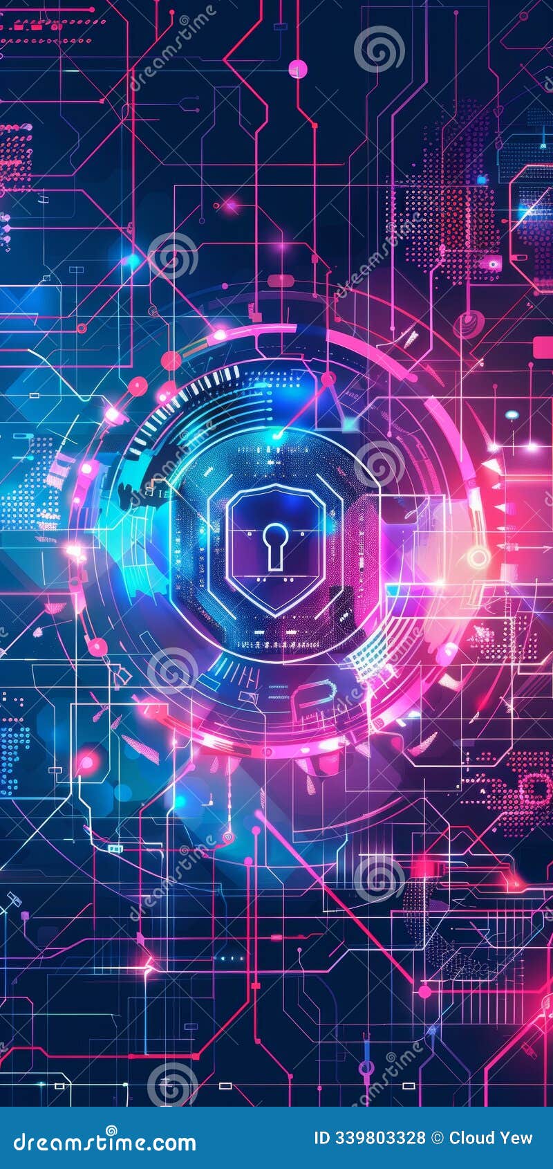 Colorful Backdrop with Cyber Defense Concepts. Stock Illustration ...