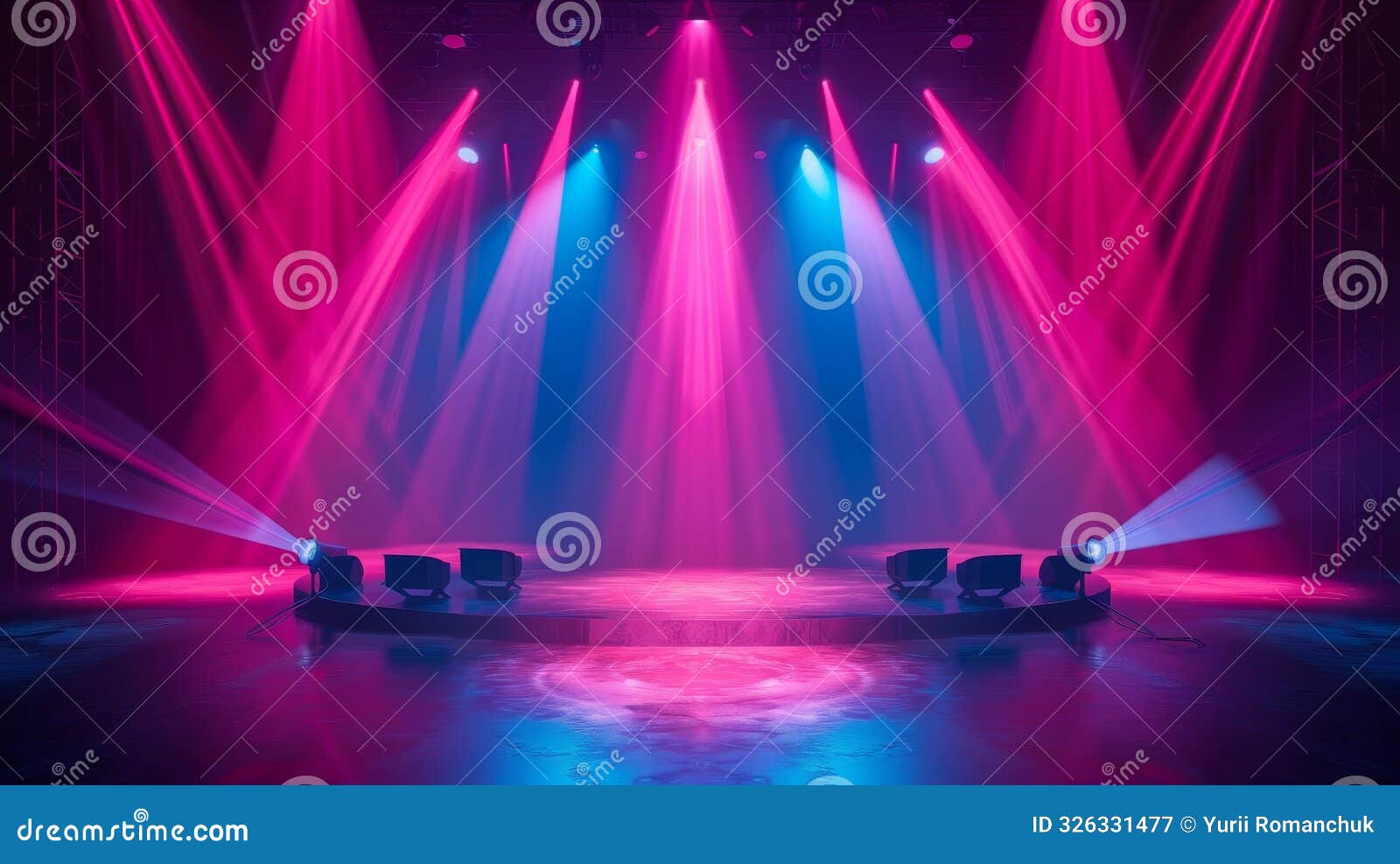 Colorful Backdrop on Empty Stage with Spotlight, Realistic ...