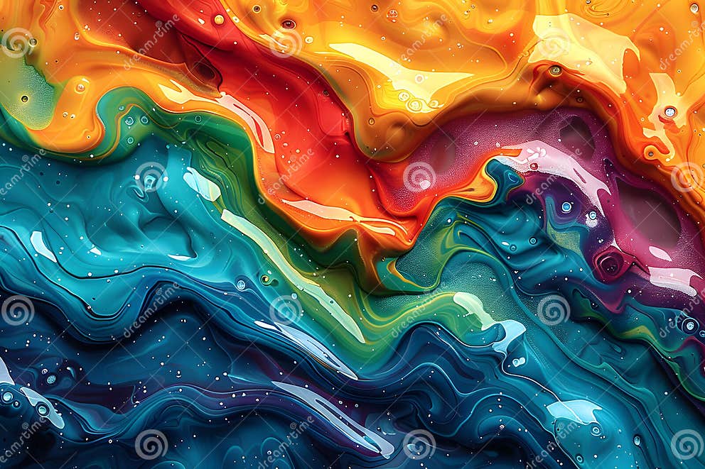Colorful Background with Abstract Liquid Paint Textures in Bold Colors ...