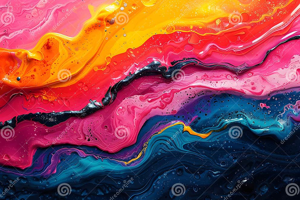 Colorful Background with Abstract Liquid Paint Textures in Bold Colors ...