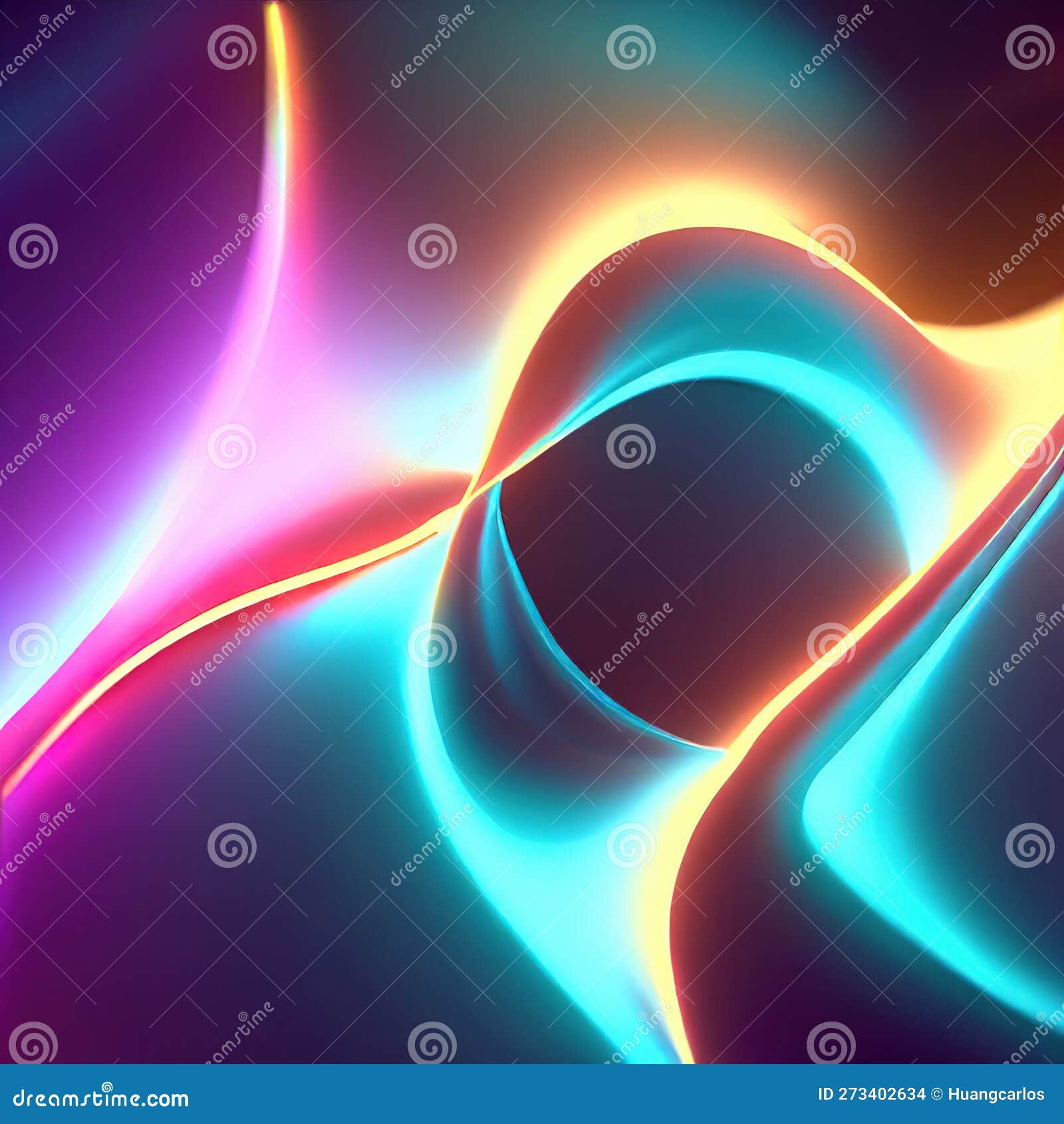 Colorful Background with Abstract Shape Glowing Curvy Neon Lines with ...