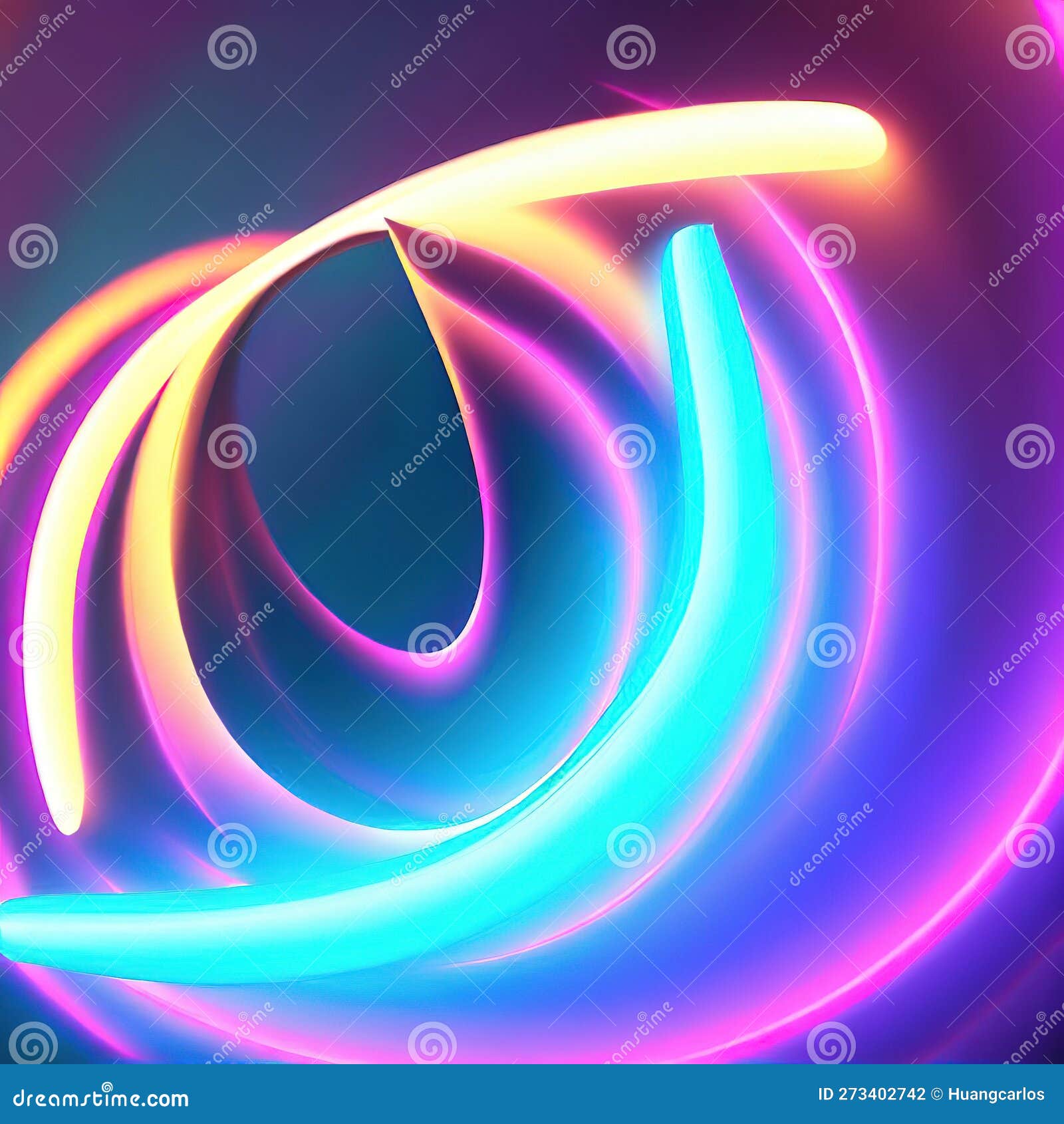 Colorful Background with Abstract Shape Glowing Curvy Neon Lines with ...