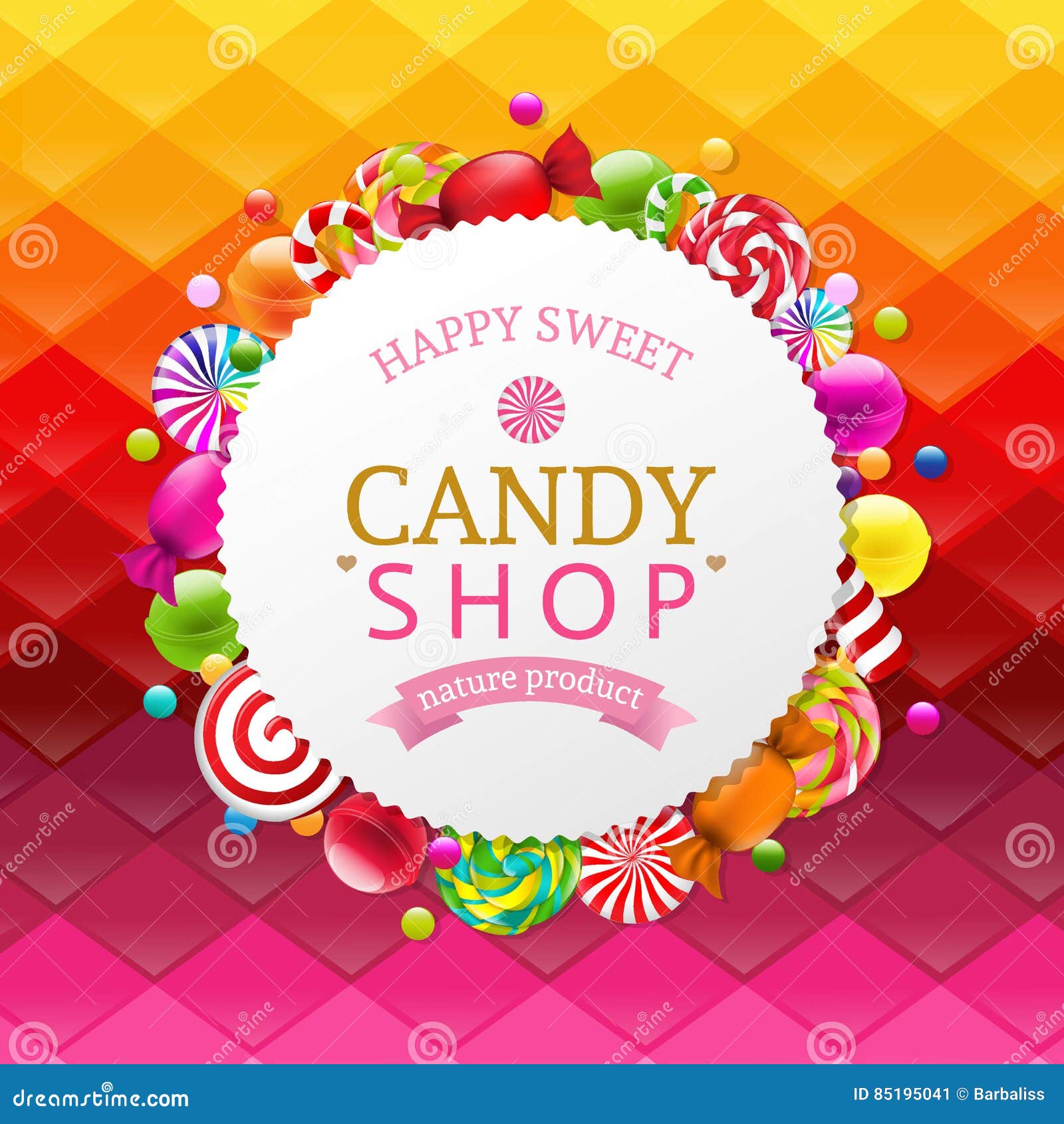 Colorful Background with Candy Banner Stock Illustration - Illustration ...
