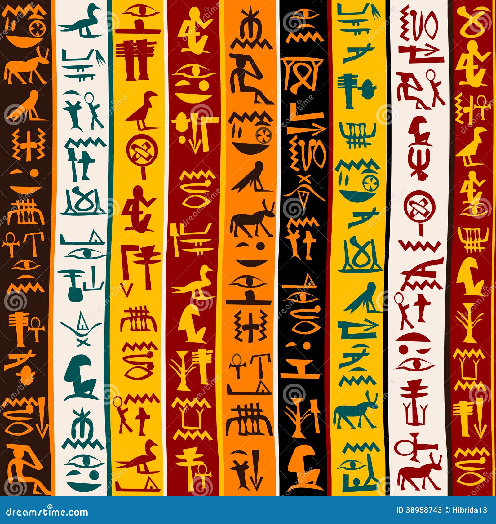 Hieroglyphic Alphabet In Color