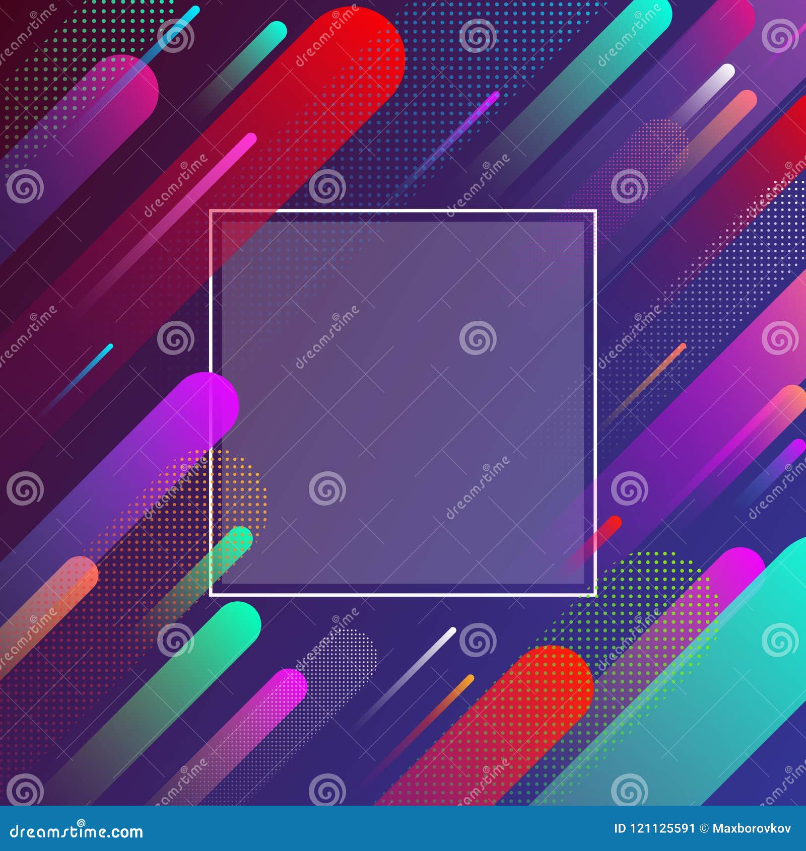 Colorful Background with Frame and Geometric Pattern. Stock Vector ...