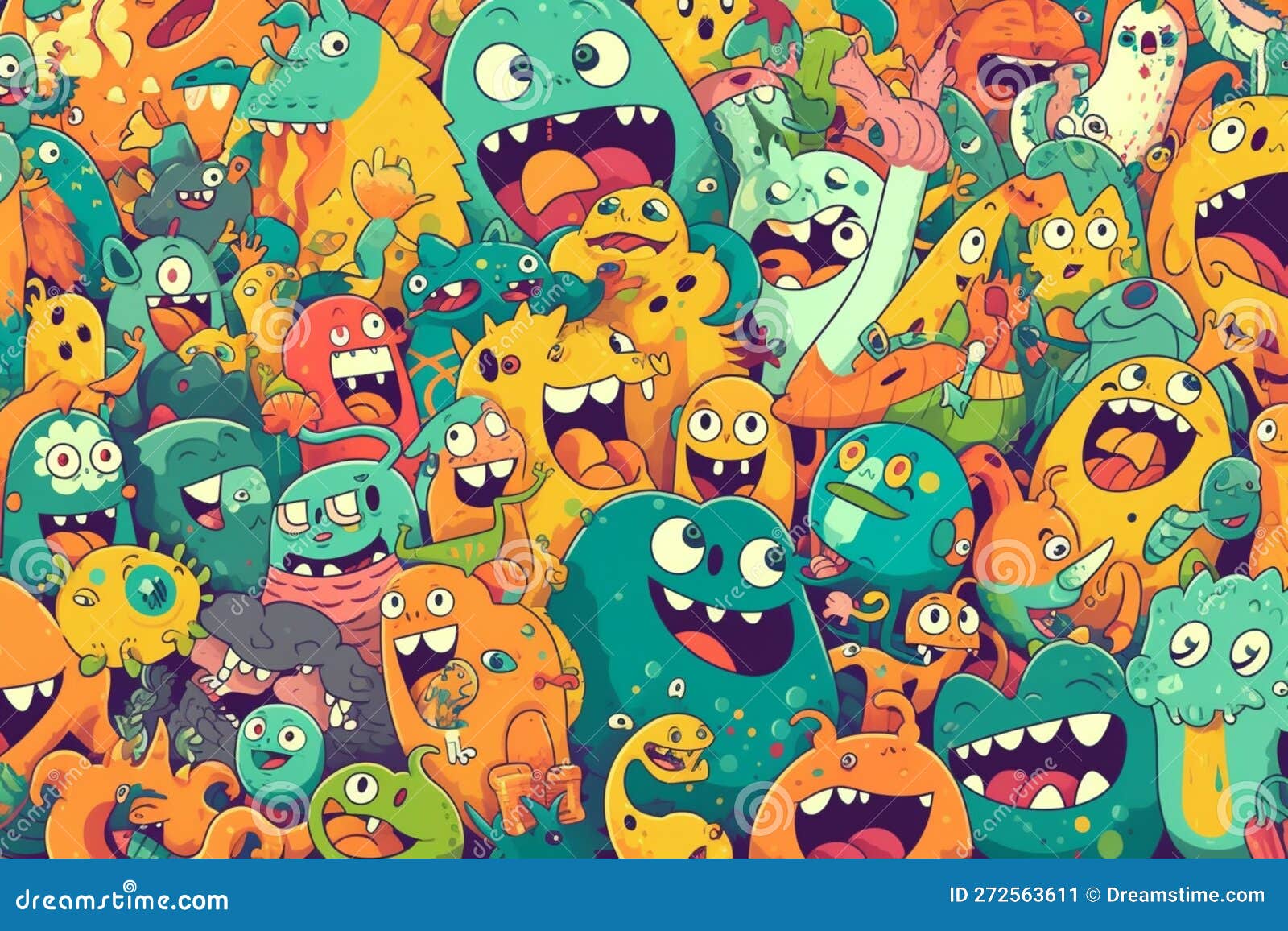 Colorful Background with Funny Characters, AI Generated Stock ...