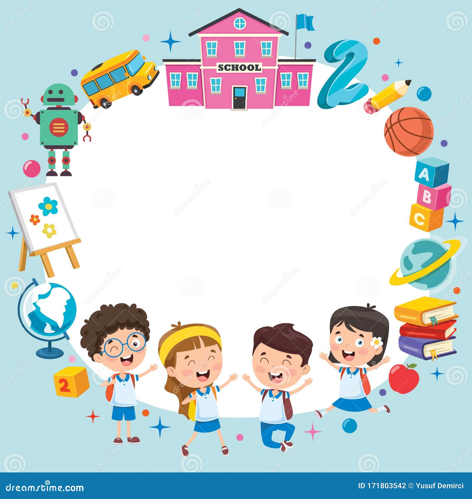 Colorful Background with Funny Children Stock Vector - Illustration of ...