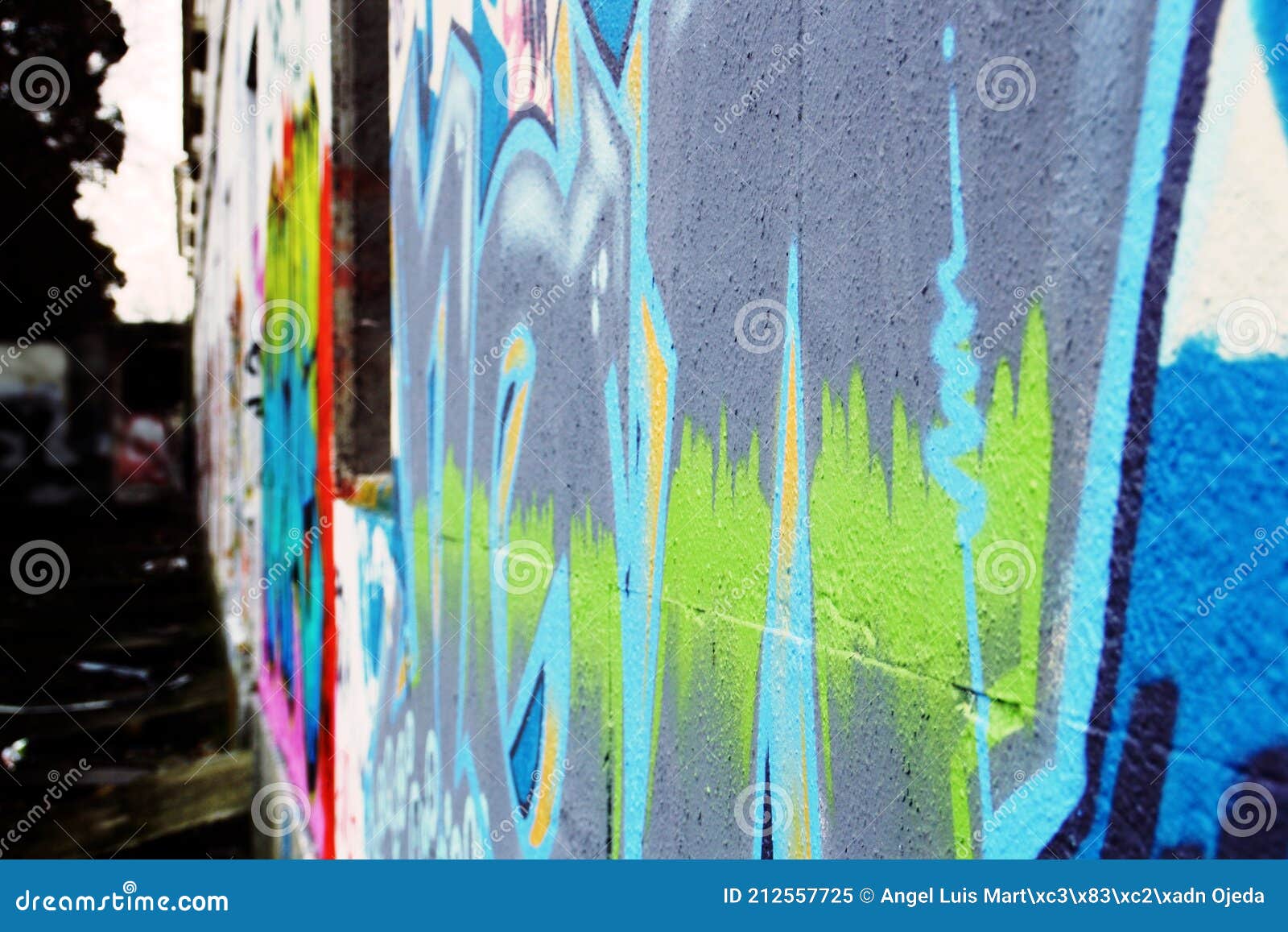 Wall Full of Graffiti in Perspective. Stock Image - Image of ...