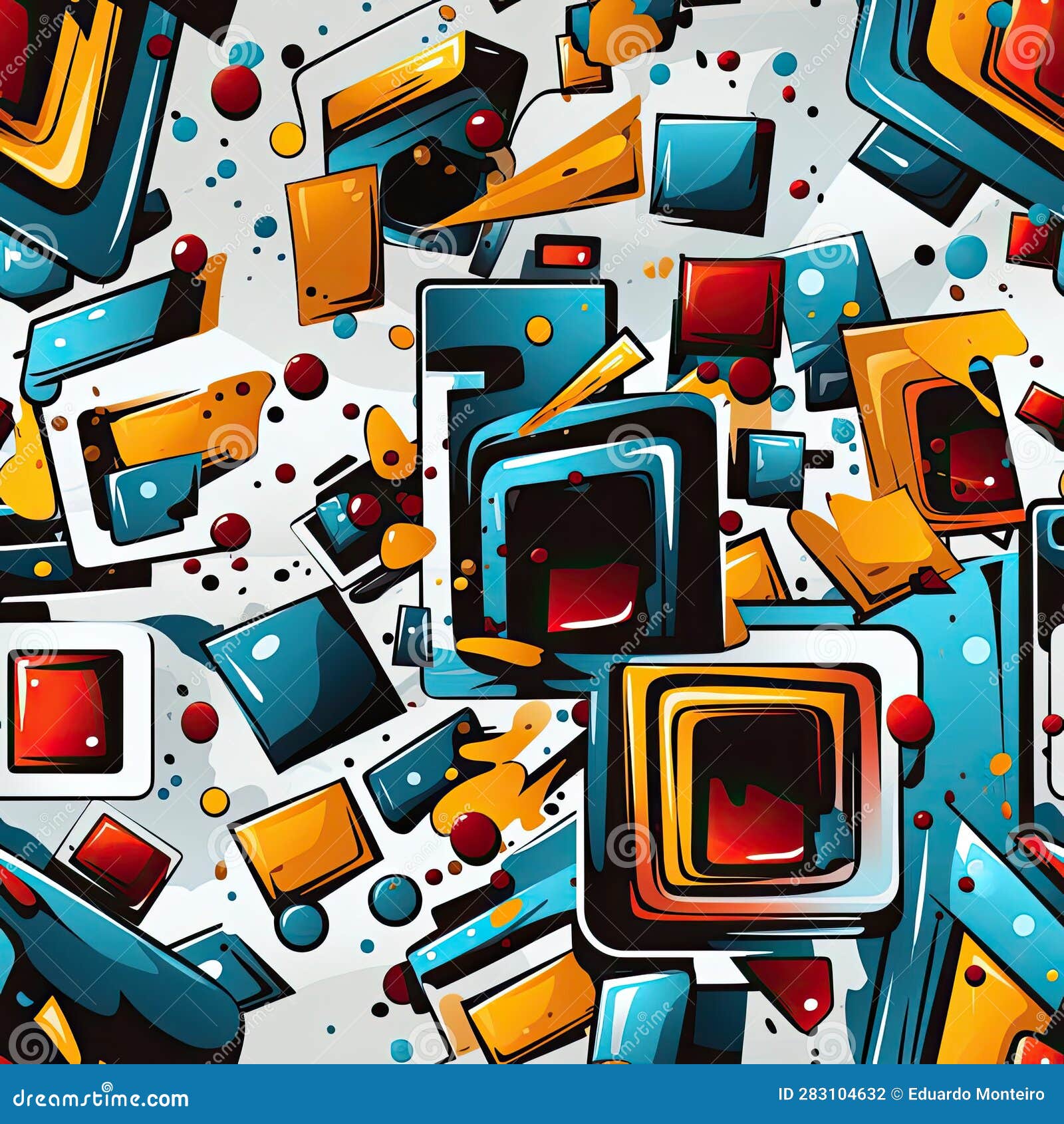Colorful Background with Graffiti-style Shapes and Patterns (tiled ...