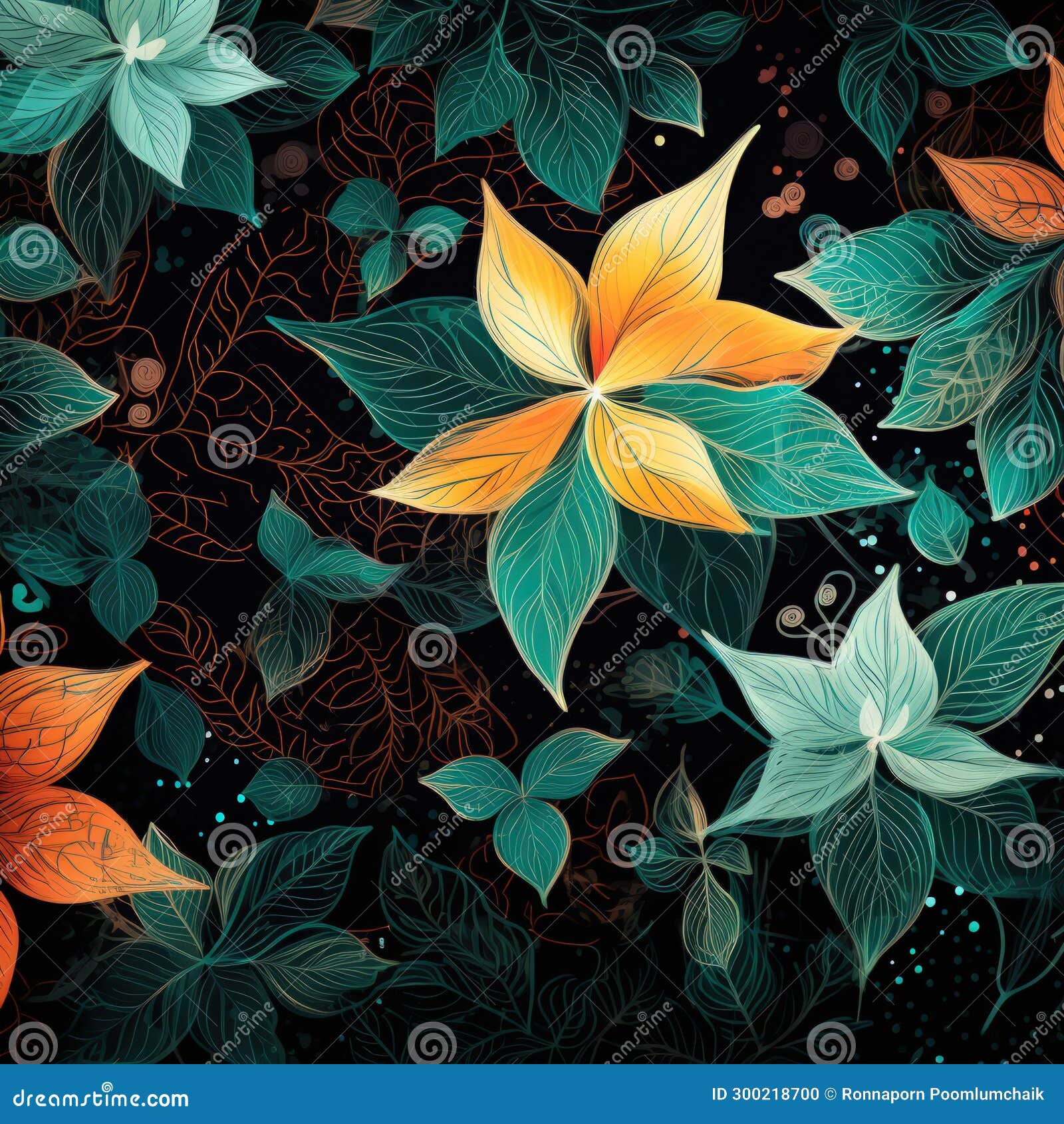 Colorful Background with an Ivy Supernova Pattern Stock Illustration ...