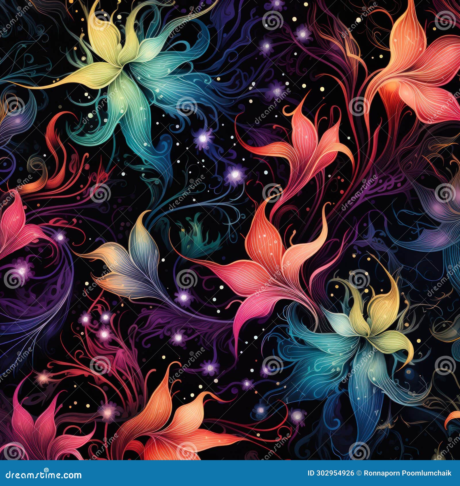 Colorful Background with an Ivy Supernova Pattern Stock Illustration ...