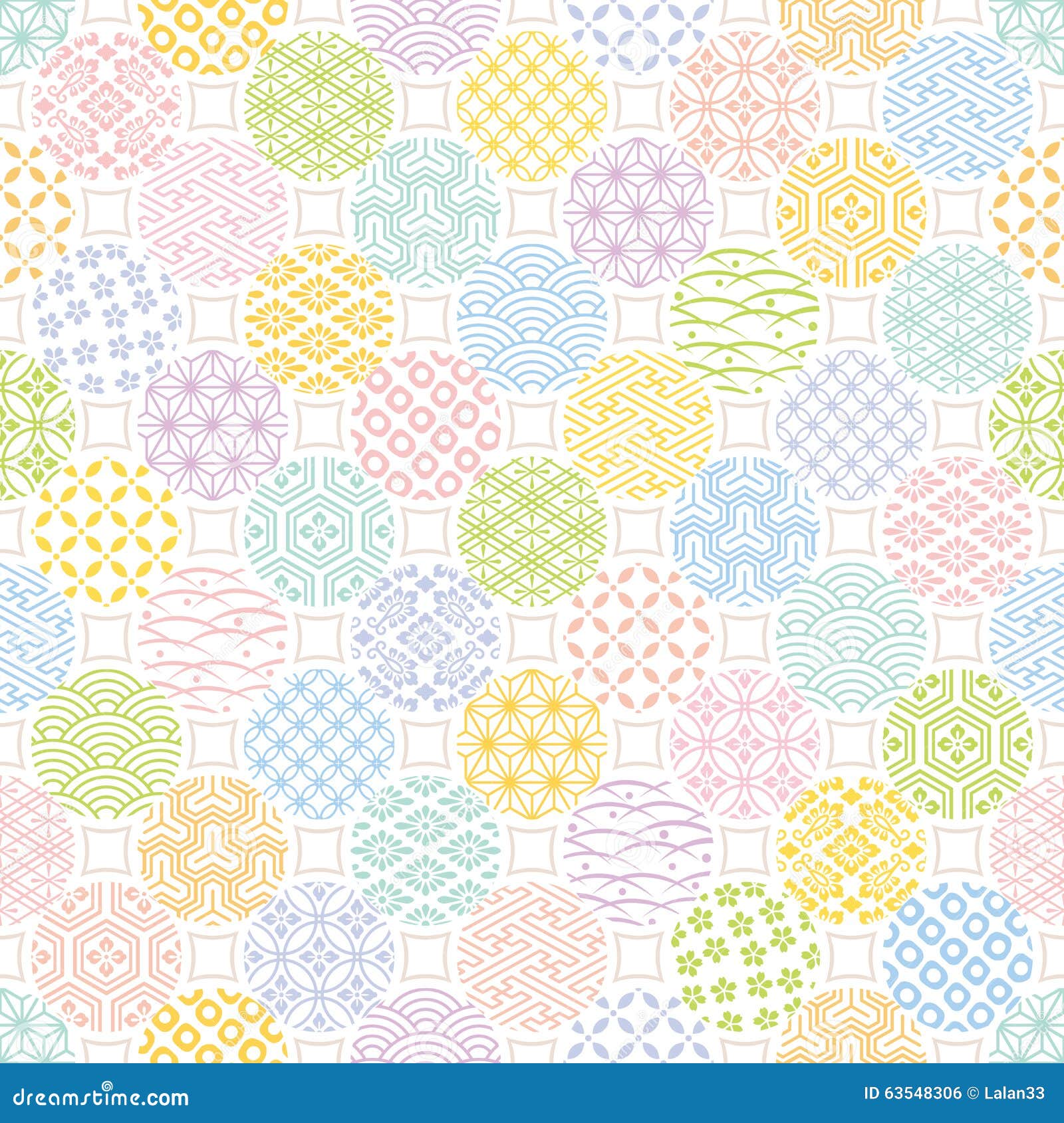 Colorful Background with Japanese Traditional Design. Stock Vector ...