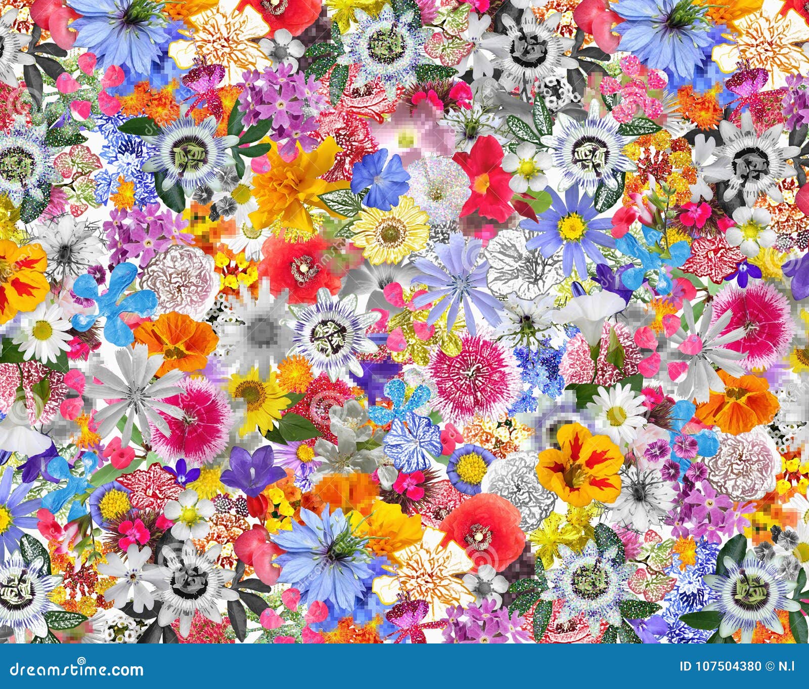 Colorful Background Made with Mixed Flowers Stock Illustration ...
