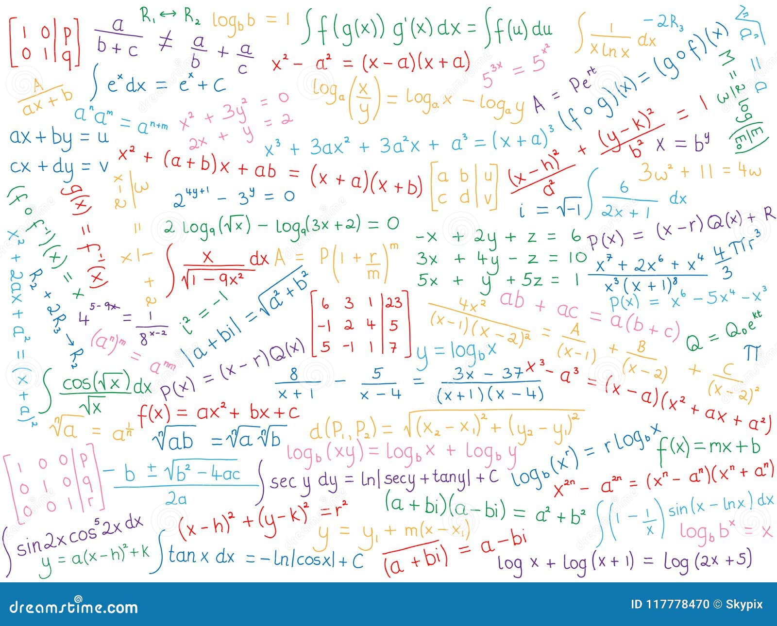 Colorful Background of Mathematical Formulae Stock Vector ...