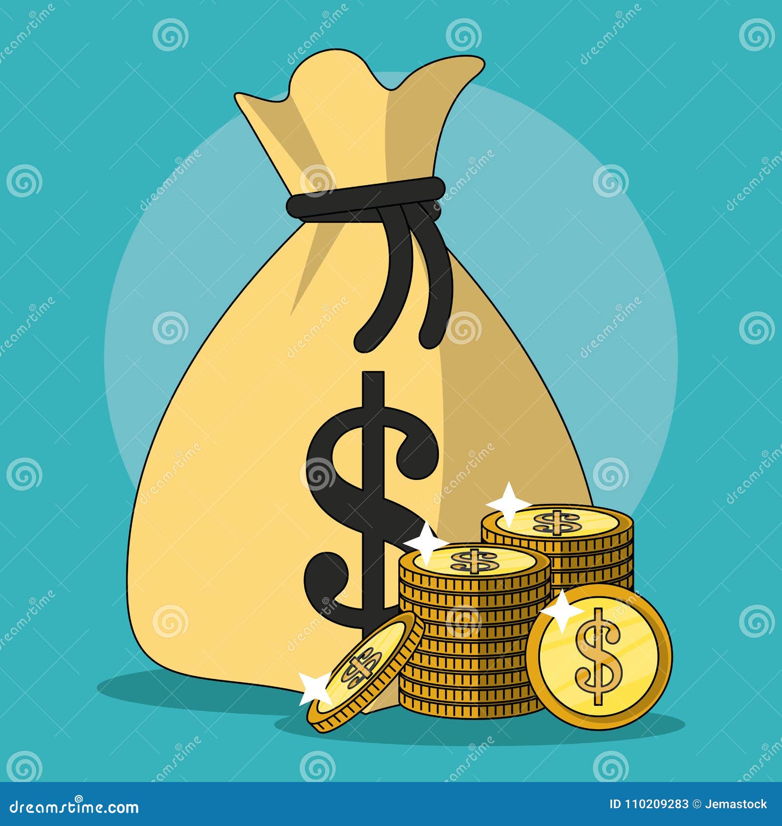 Colorful Background with Money Bag and Stacked Coins Stock Vector ... Colorful Background with Money Bag and Stacked Coins Stock Vector ...