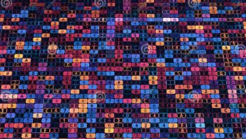 Colorful Background of Numeric Cells. Animation. Computer Background with Digital Cells Changing ...