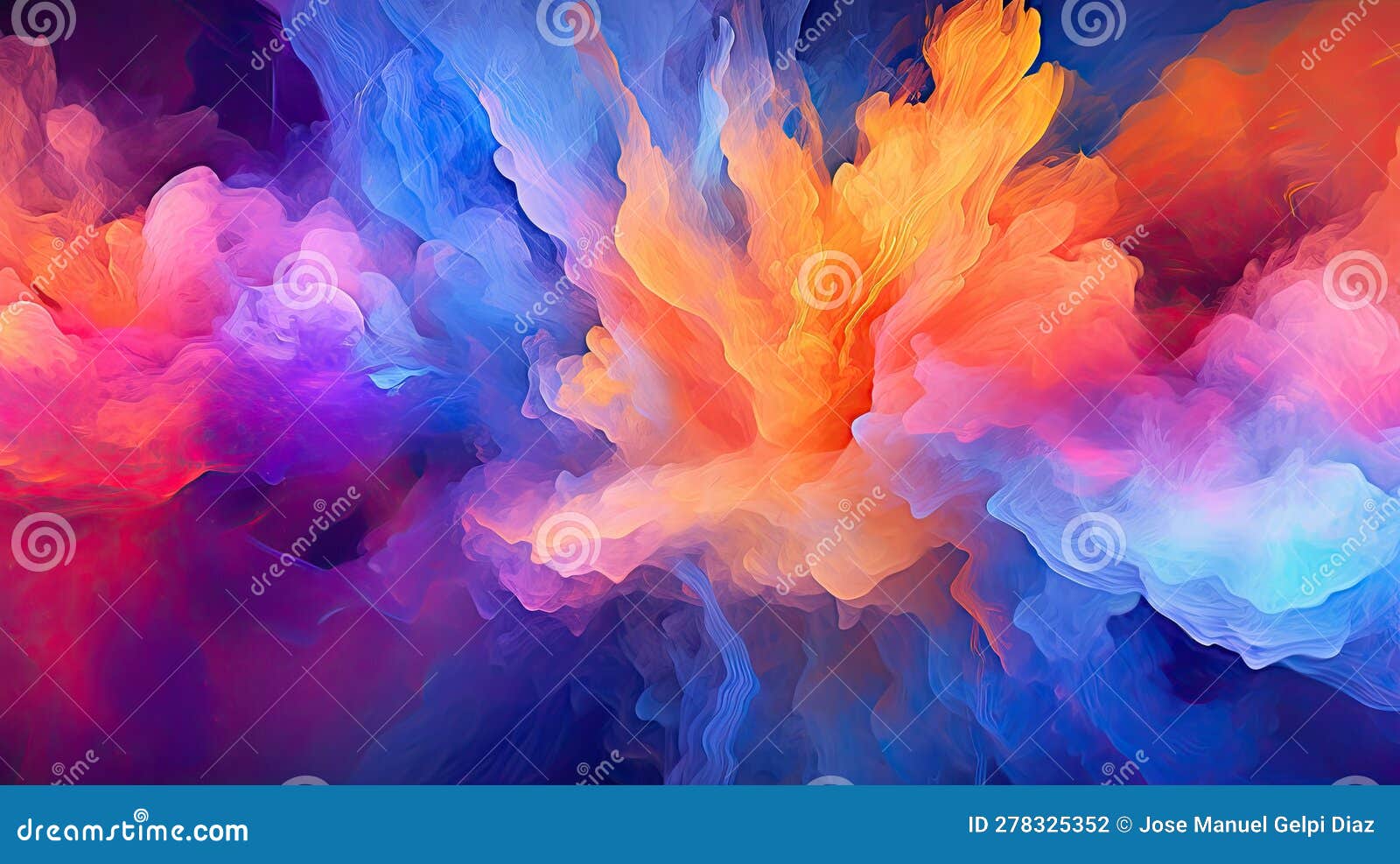 Colorful Background, Orange, Blue, Abstract Art, Explosive, High-speed ...