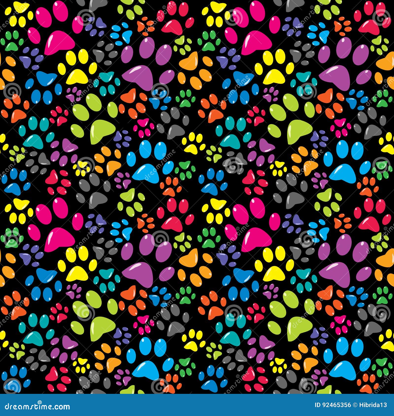 Colorful Background with Paws Stock Vector - Illustration of foot, spot ...