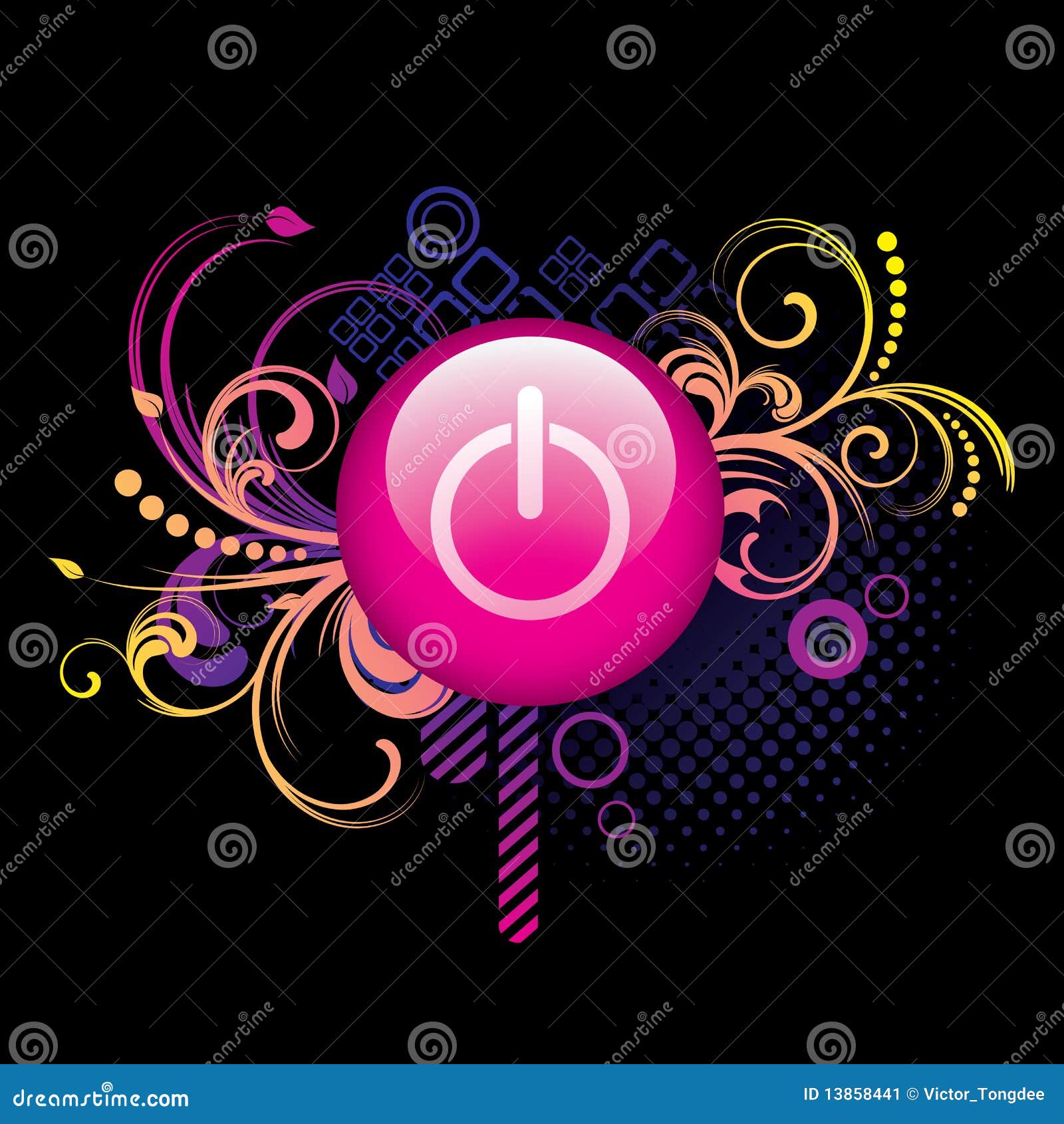 Colorful_background_and_pink_power_button Illustration de Vecteur ...