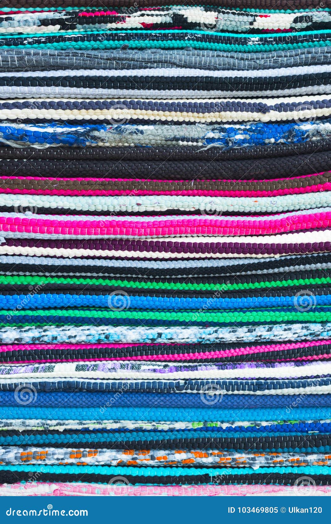 Colorful Background Striped Pattern of Overlocked Binding on Carpets or ...
