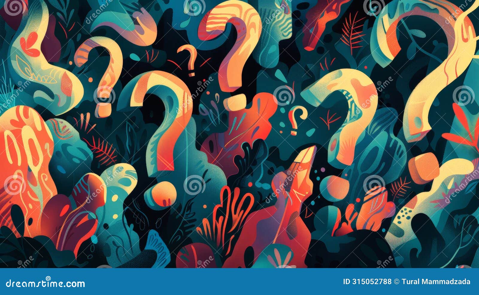 Colorful Background with Various Question Marks Stock Photo - Image of ...