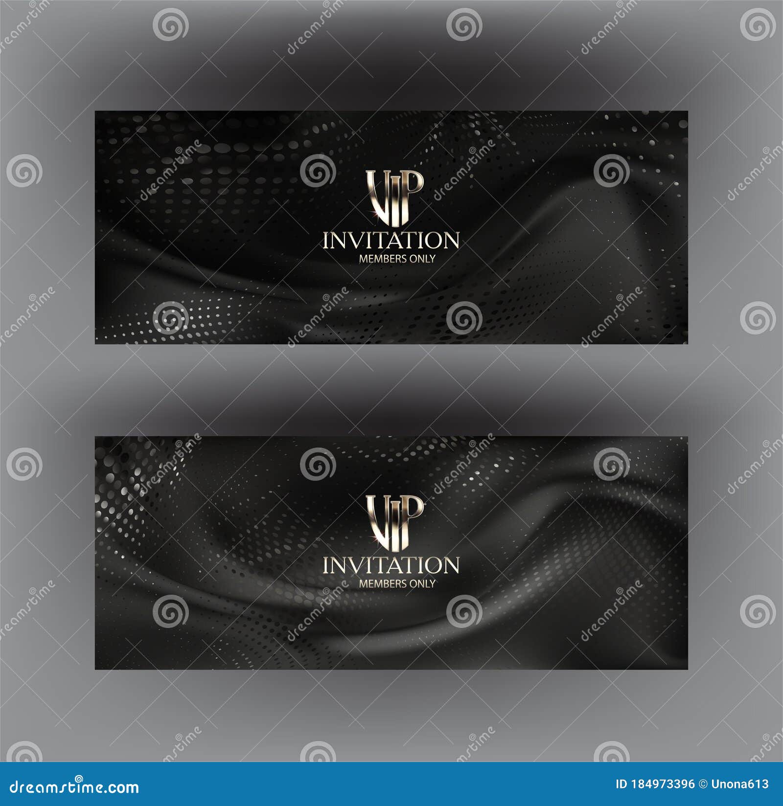 Elegant VIP Banners with Wavy Halftone Effect Pattern. Stock Vector ...