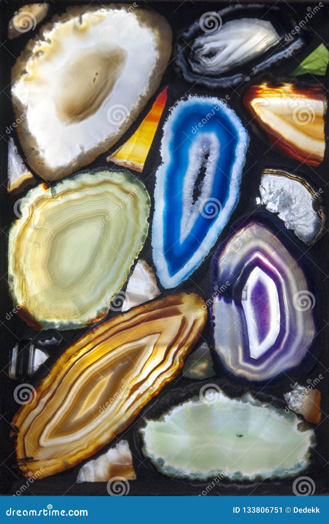 Slices of colored agate stock image. Image of gemstone - 133806751