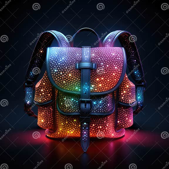 A Colorful Backpack with Glowing Stars on it Stock Photo - Image of ...