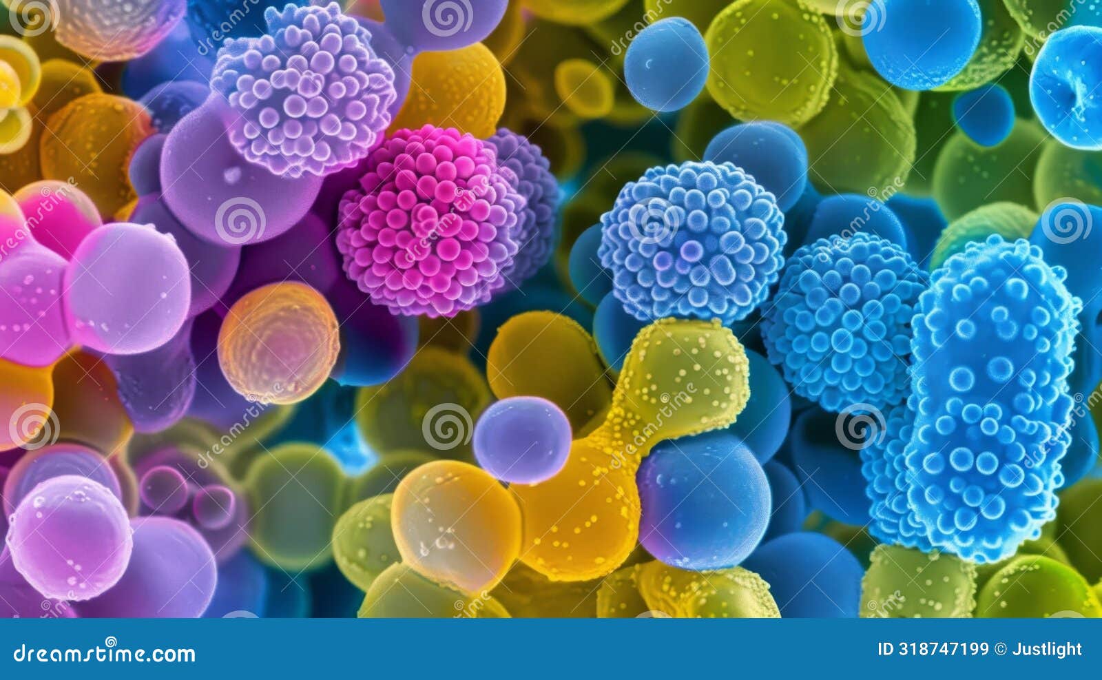 Bacteria Or Cells Under A Microscope. Multiplication Of Bacteria Or ...