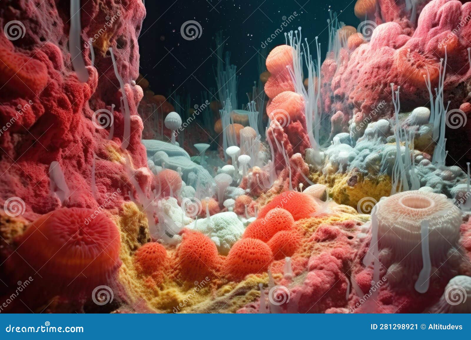 Colorful Bacteria Colonies Thriving in Thermal Vent Stock Illustration ...
