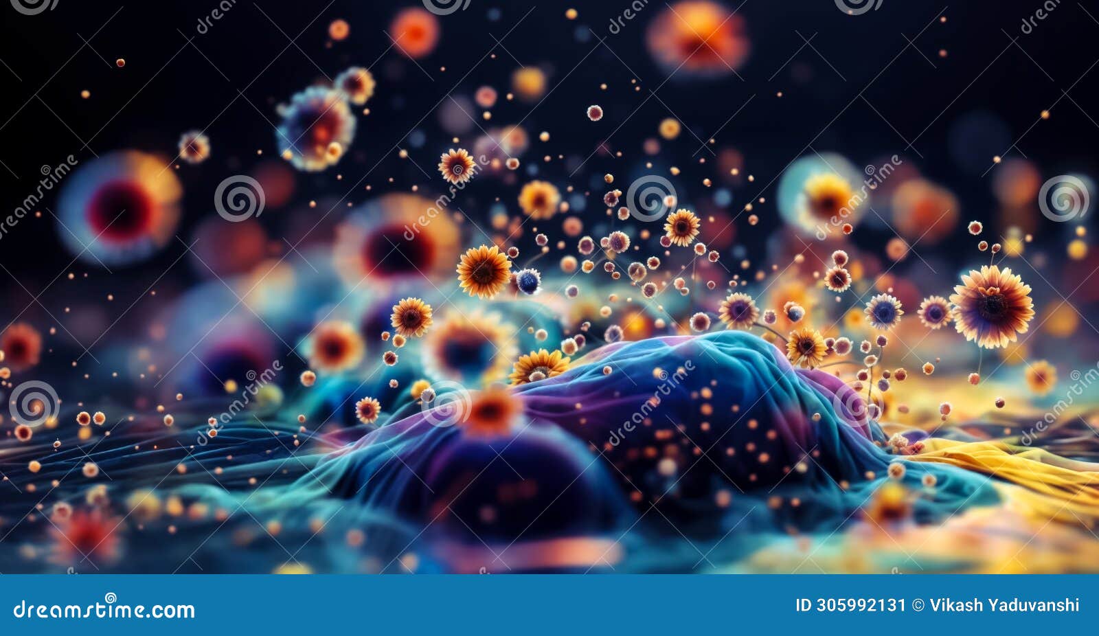 Colorful Bacteria Floating in the Air Stock Illustration - Illustration ...