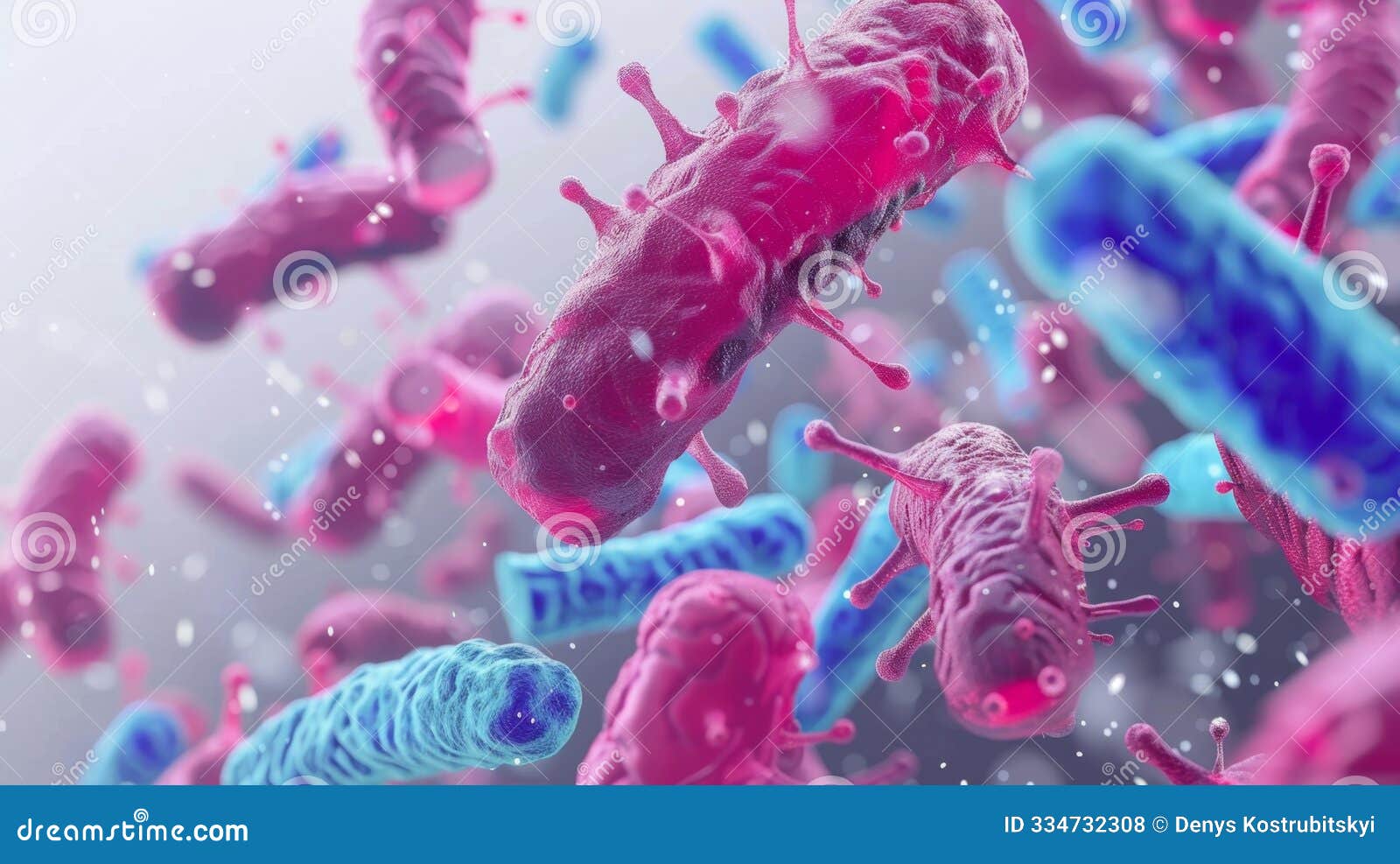 Colorful Bacteria Under a Microscope - Enhanced Digital View Stock ...