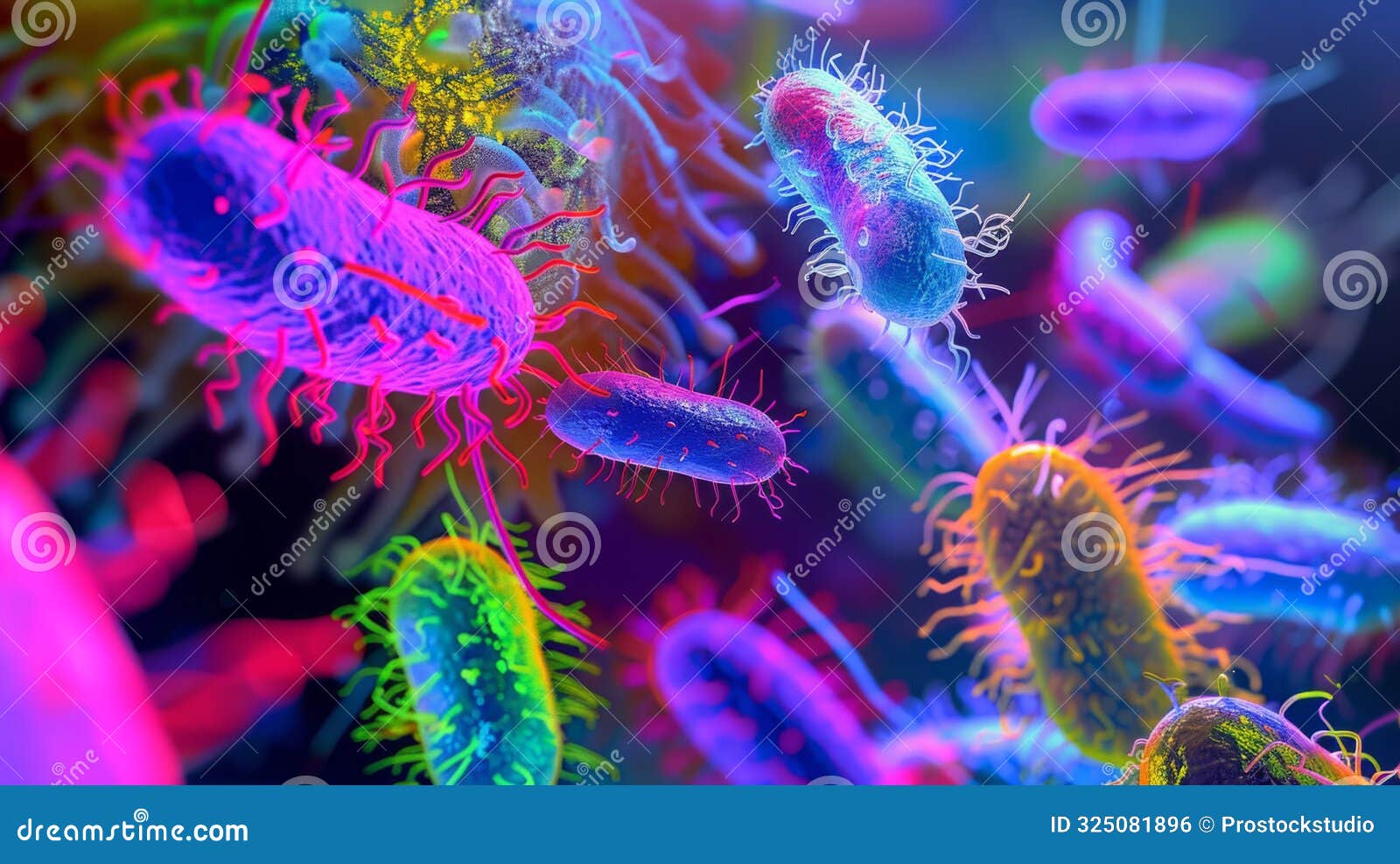 Colorful Bacteria Under a Microscope Stock Photo - Image of laboratory ...