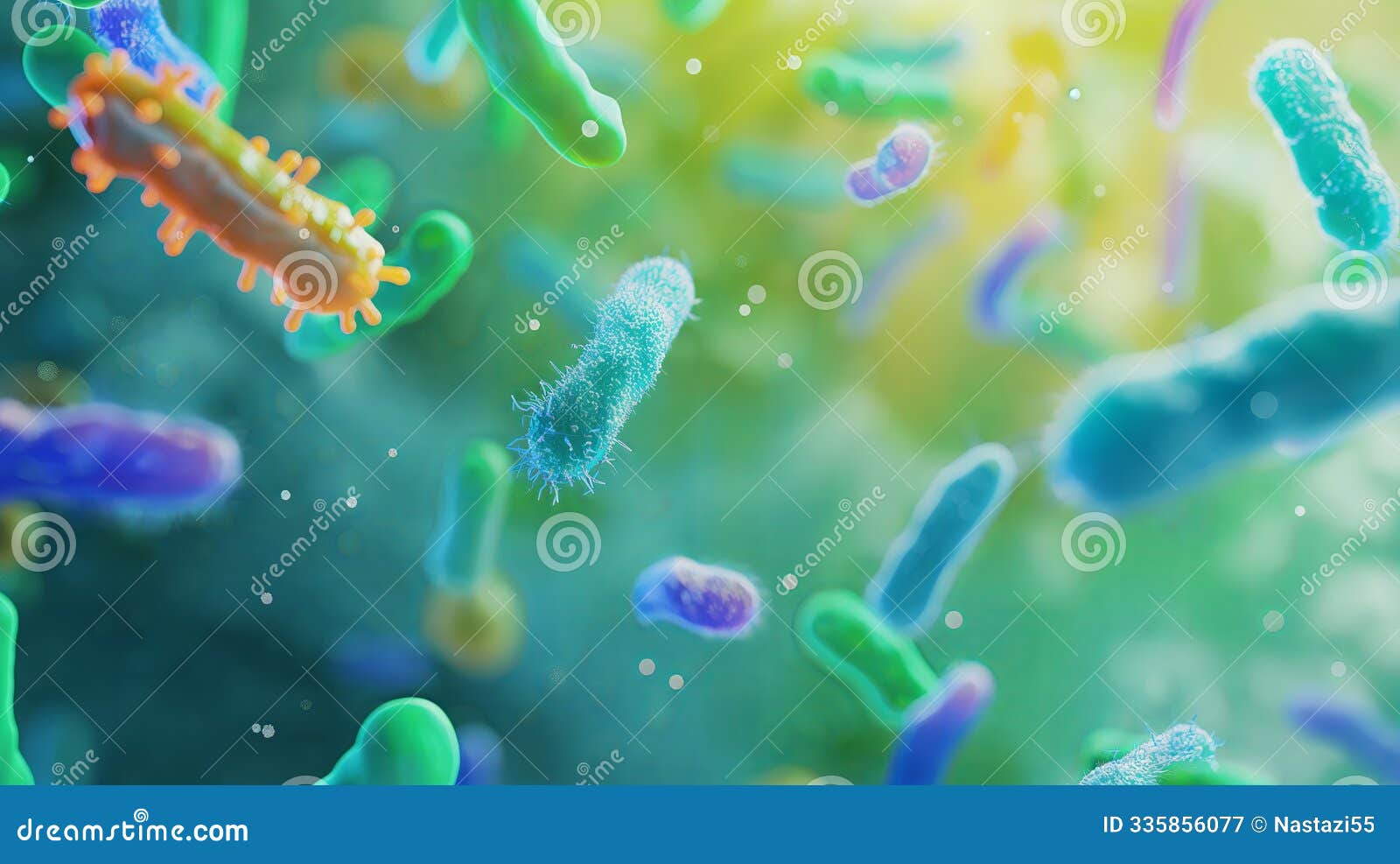 Colorful Bacteria Under a Microscope: Scientific Exploration Stock ...