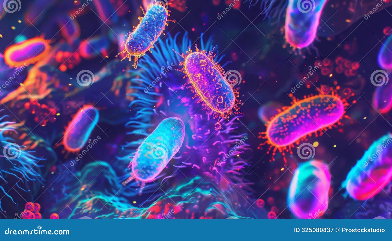 Colorful Bacteria Under Microscope View Stock Image - Image of ...