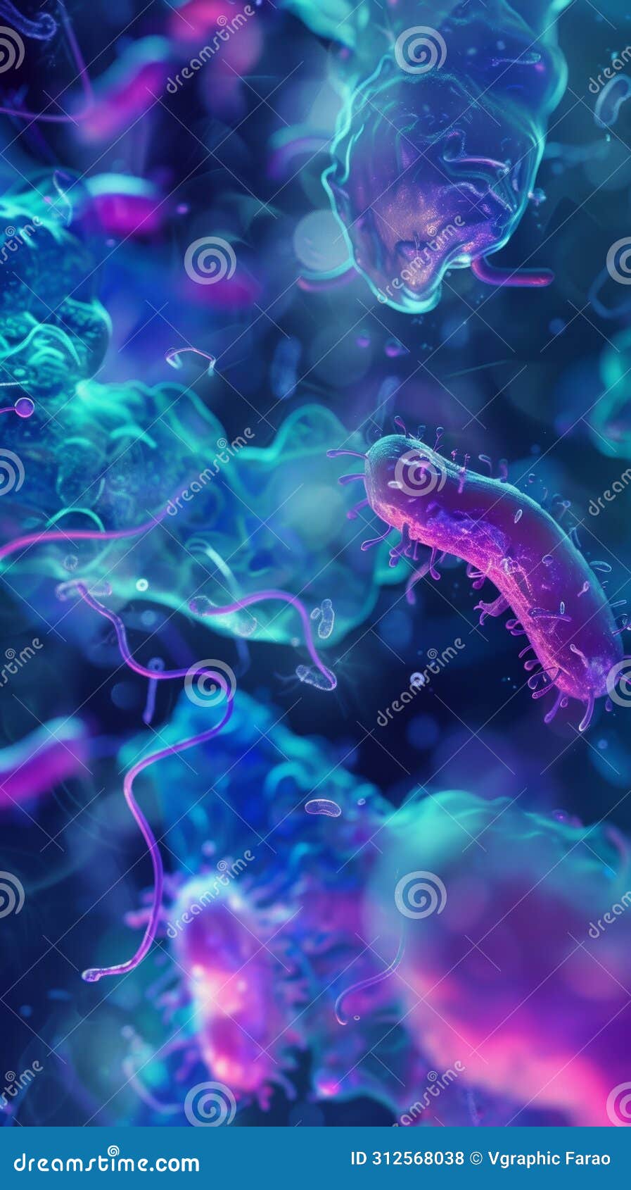 Colorful Bacteria and Viruses in Abstract Environment Stock ...