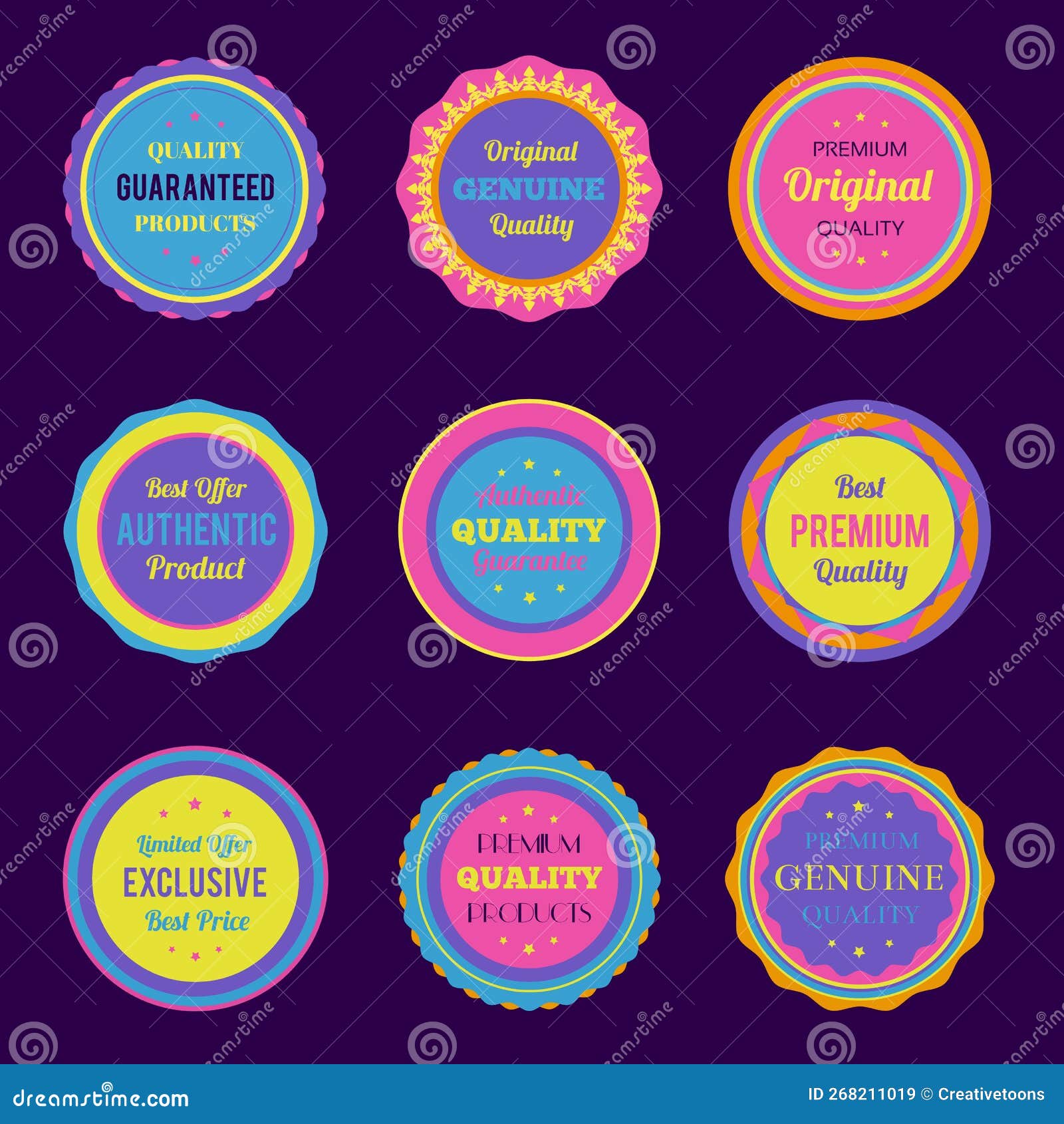 Colorful Badges and Labels Set. Retro Badges for Your Design. Vector ...