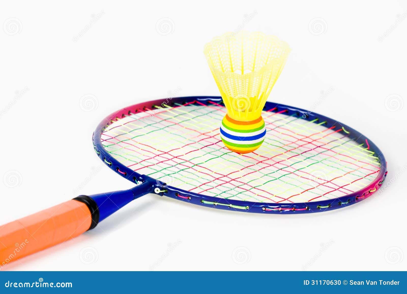 Colorful Badminton Racket and Shuttlecock Stock Photo - Image of ...