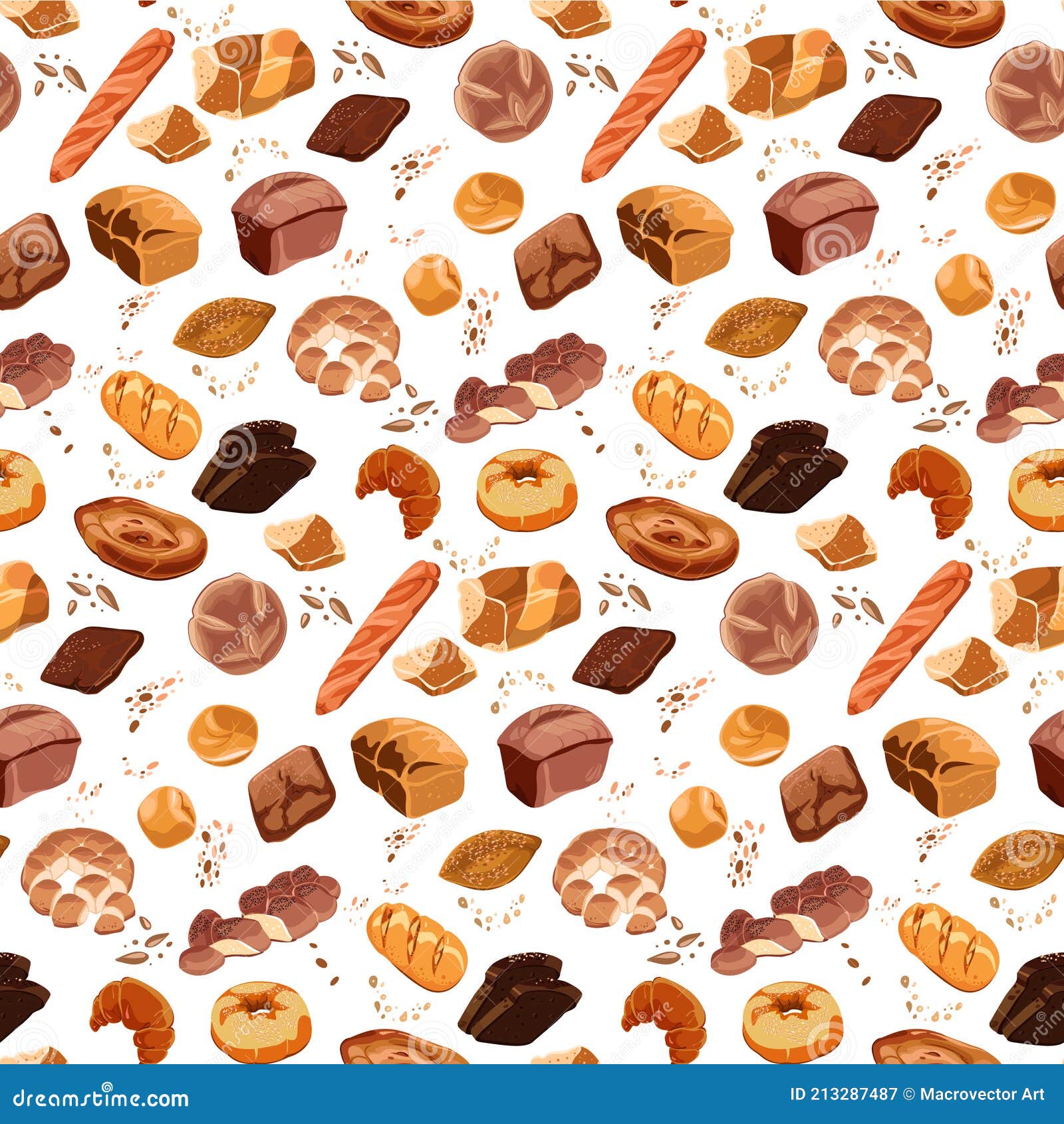 Colorful Bakery Products Seamless Pattern Stock Vector - Illustration ...