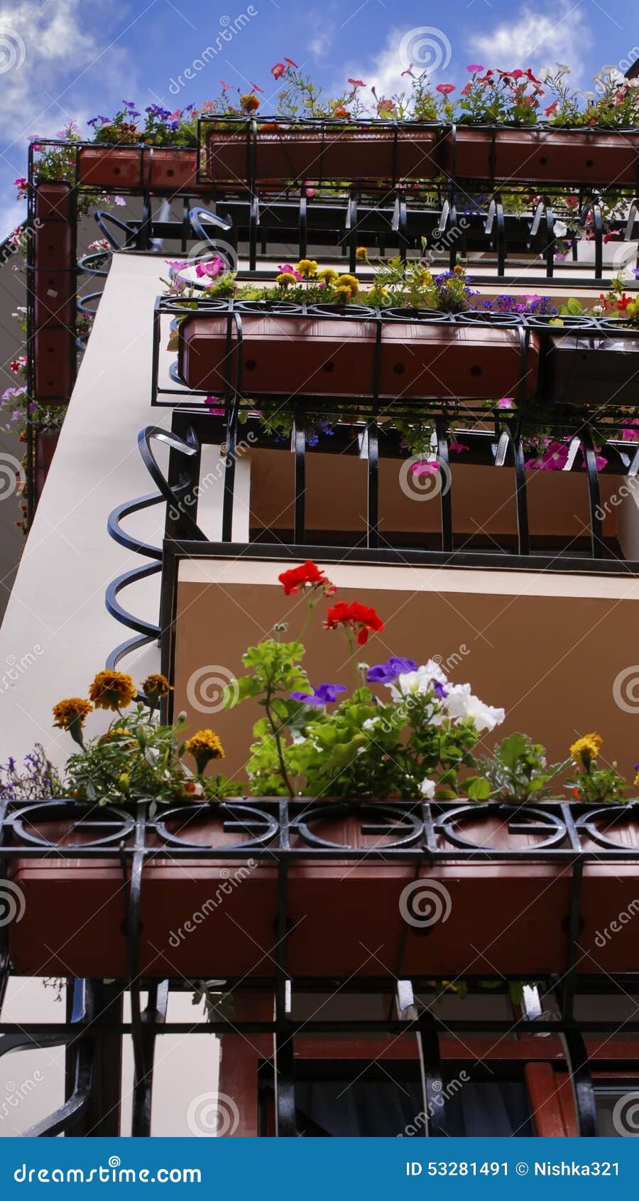 Colorful balconies stock image. Image of reflection, beautiful - 53281491