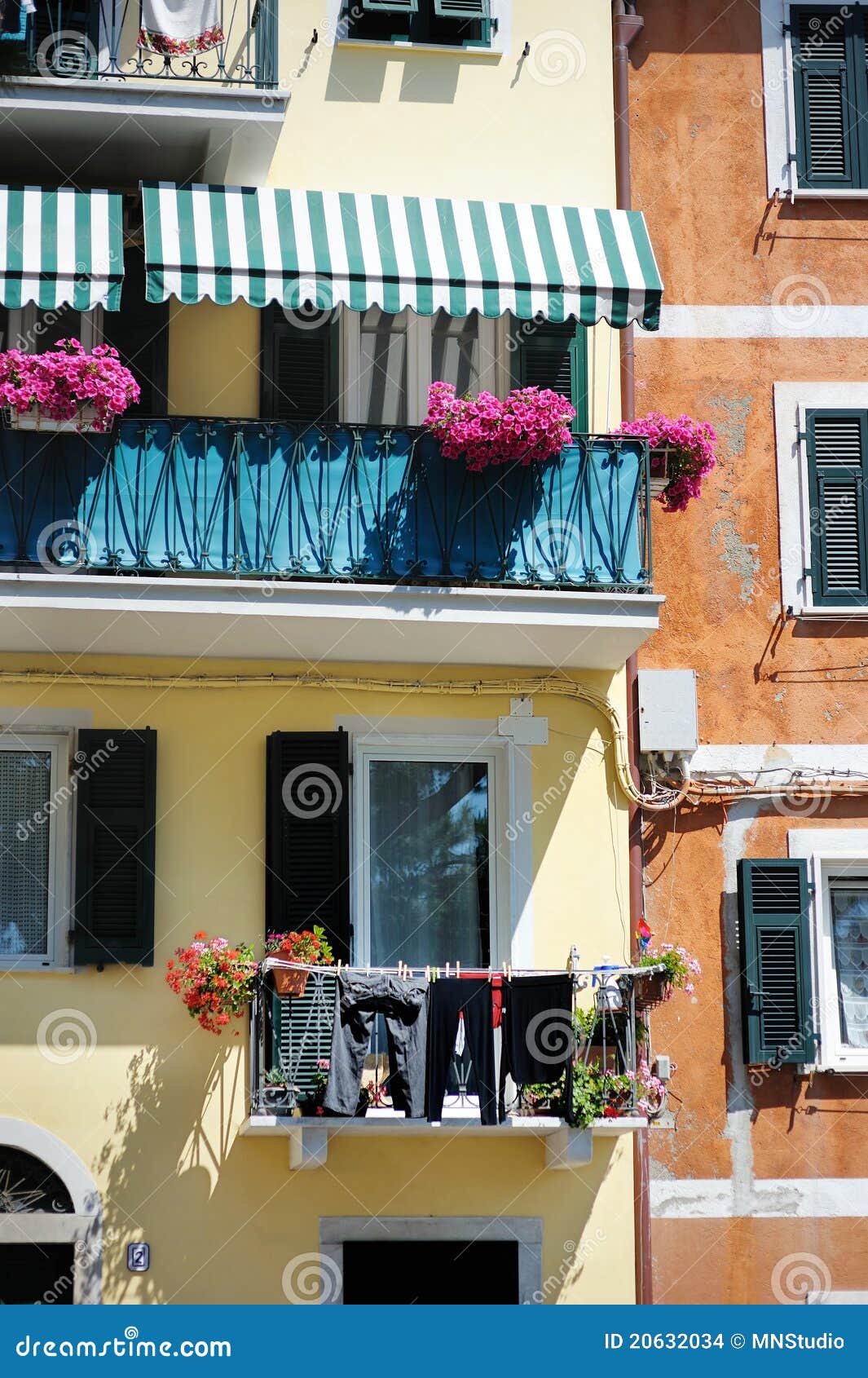 A Colorful Balcony in Italy Stock Photo - Image of european, italian ...