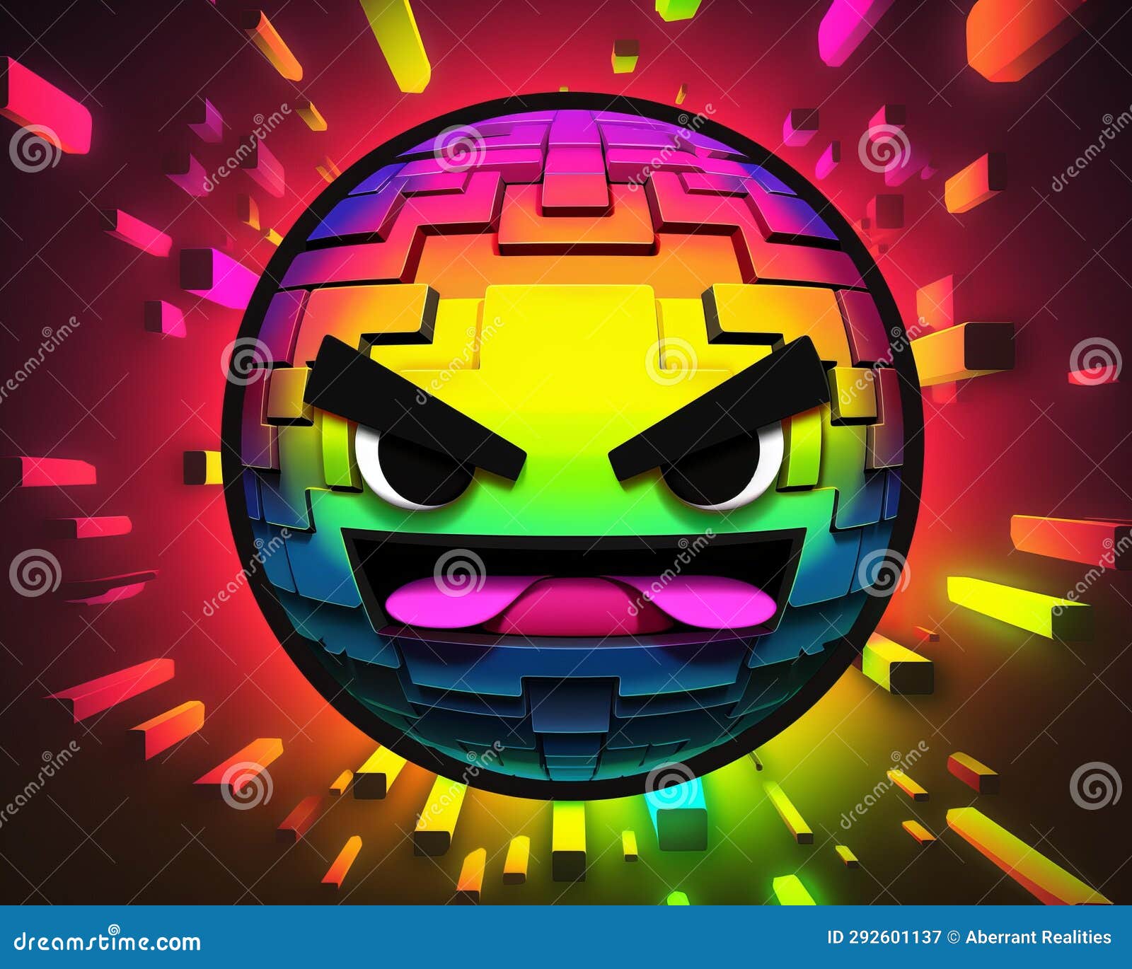 A Colorful Ball with an Angry Face on it Stock Illustration ...