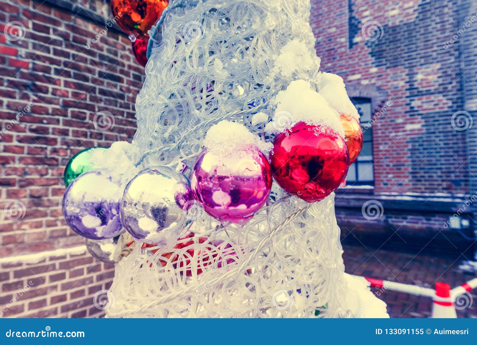 Colorful Ball on Christmas Tree Stock Image - Image of ball, year ...