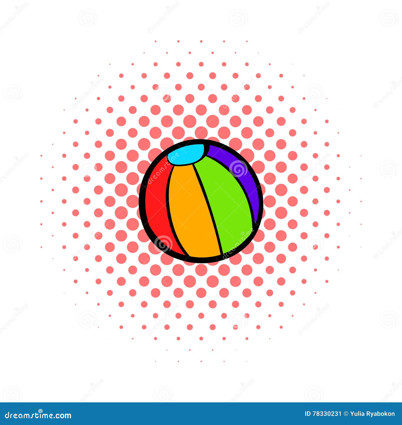 Colorful Ball Icon, Comics Style Stock Vector - Illustration of ...