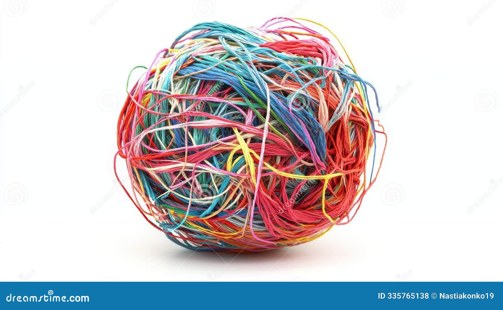 Colorful Ball of Tangled Threads on White Background Stock Photo ...