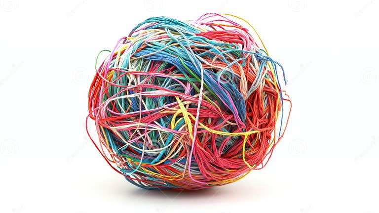Colorful Ball of Tangled Threads on White Background Stock Photo ...
